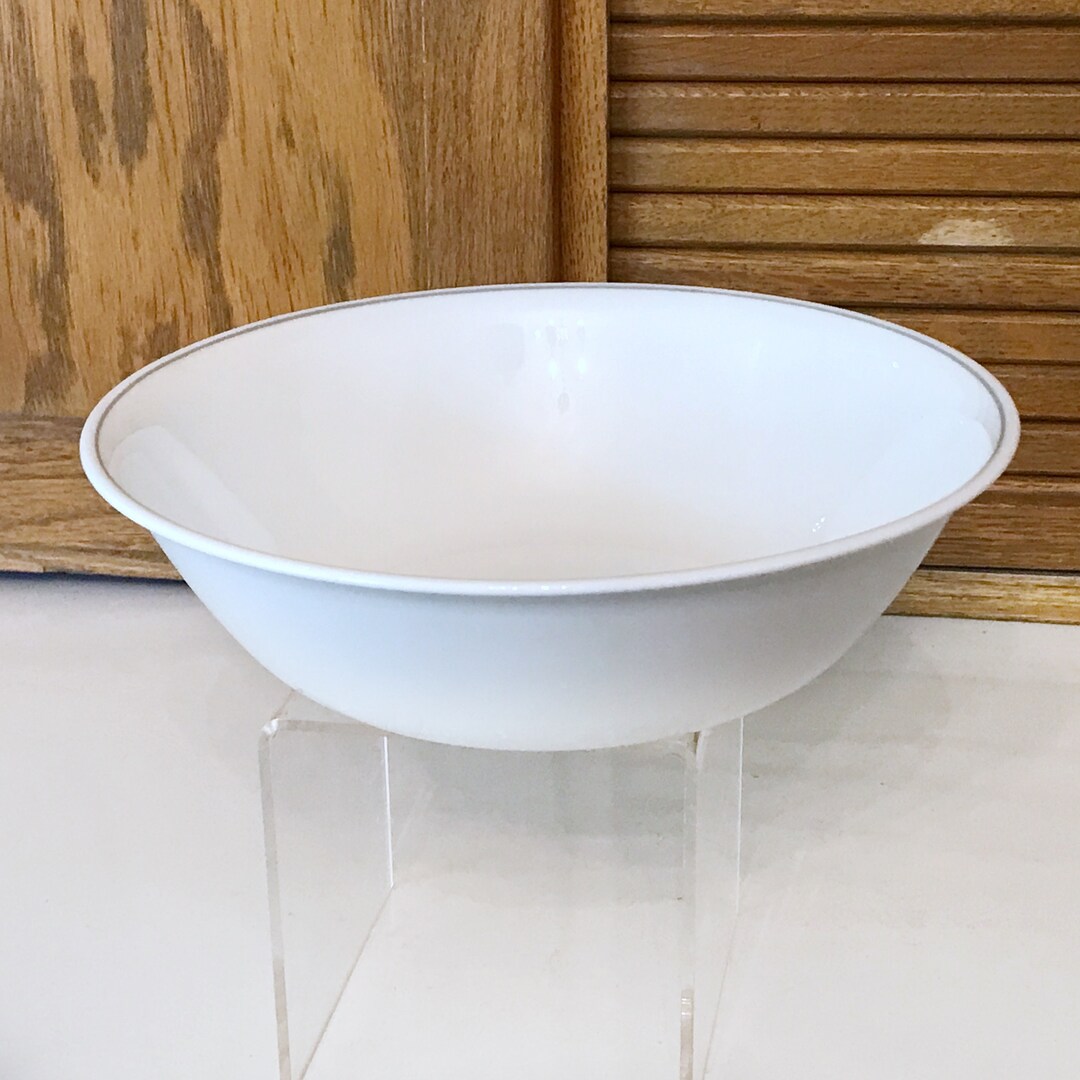 Vintage Corelle Grey Rim Serving Bowl - 8.5" - Etsy