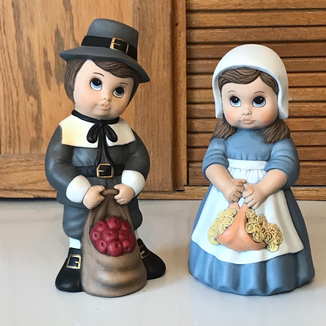 Vintage Dona's Mold Ceramic Pilgrim Couple - Pilgrim Boy - Pilgrim Girl ...