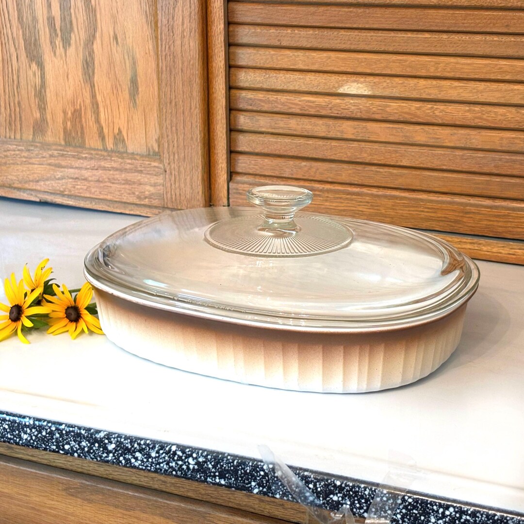 Rare Corningware French White Bisque Casserole With Lid - Ombre Brown ...