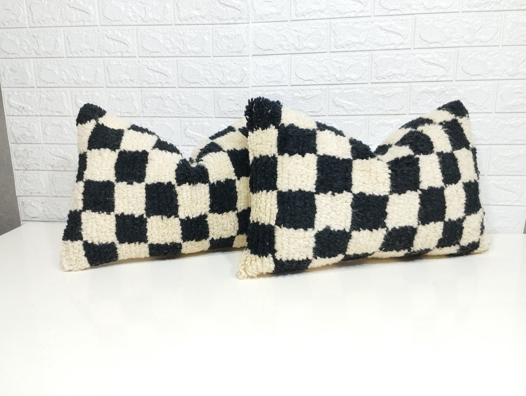 24x16 Moroccan Checkered Pillows Square Checker Pillows, Checked ...