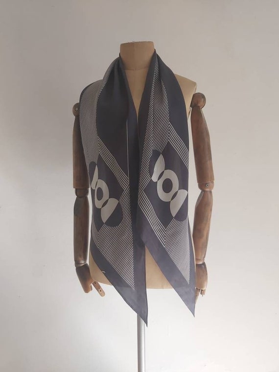 70s Chester Martin Art Deco Long Pointed Silk Scarf W/defects - Etsy