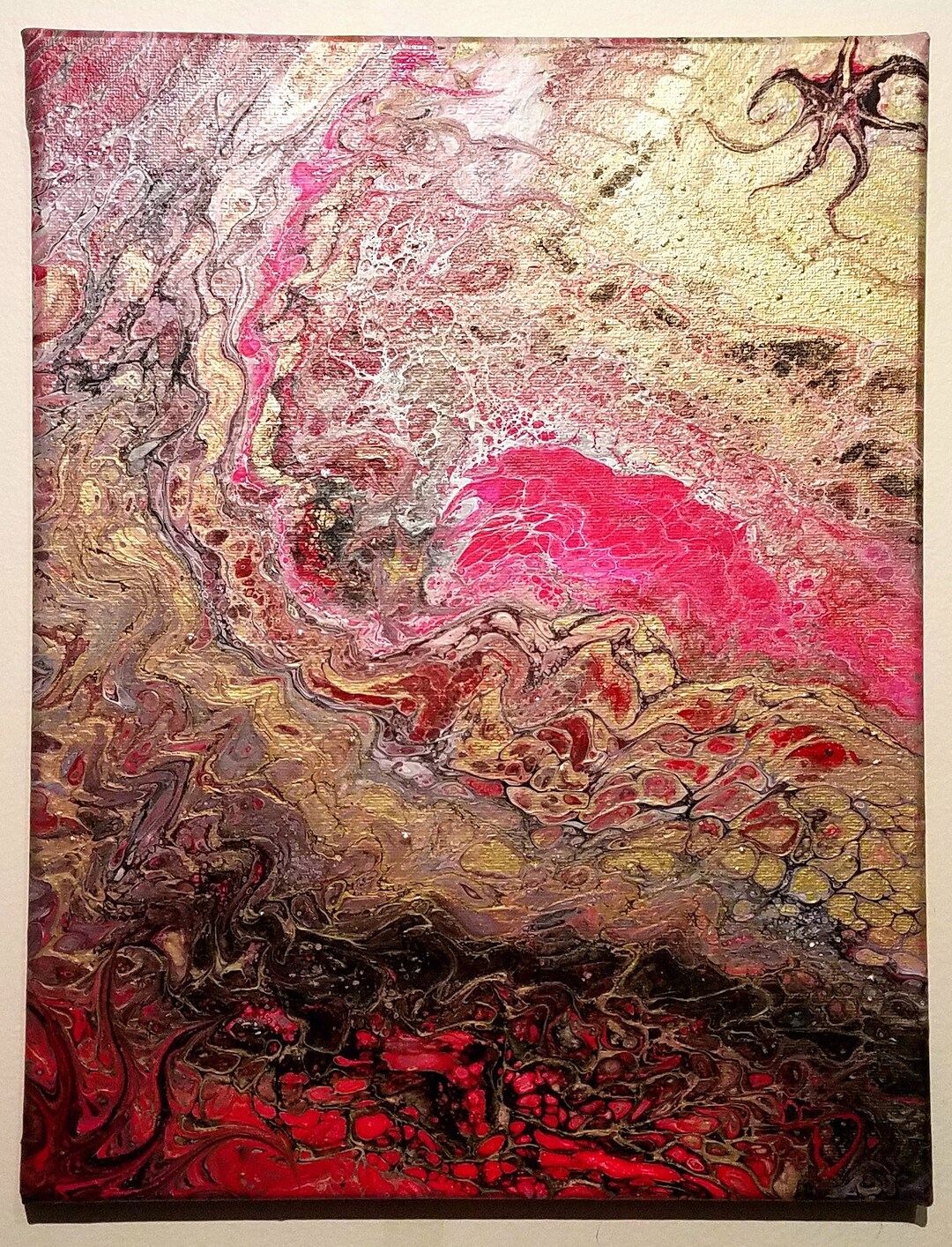 Abstract Acrylic Fluorescent Painting - Pink Wave - Etsy