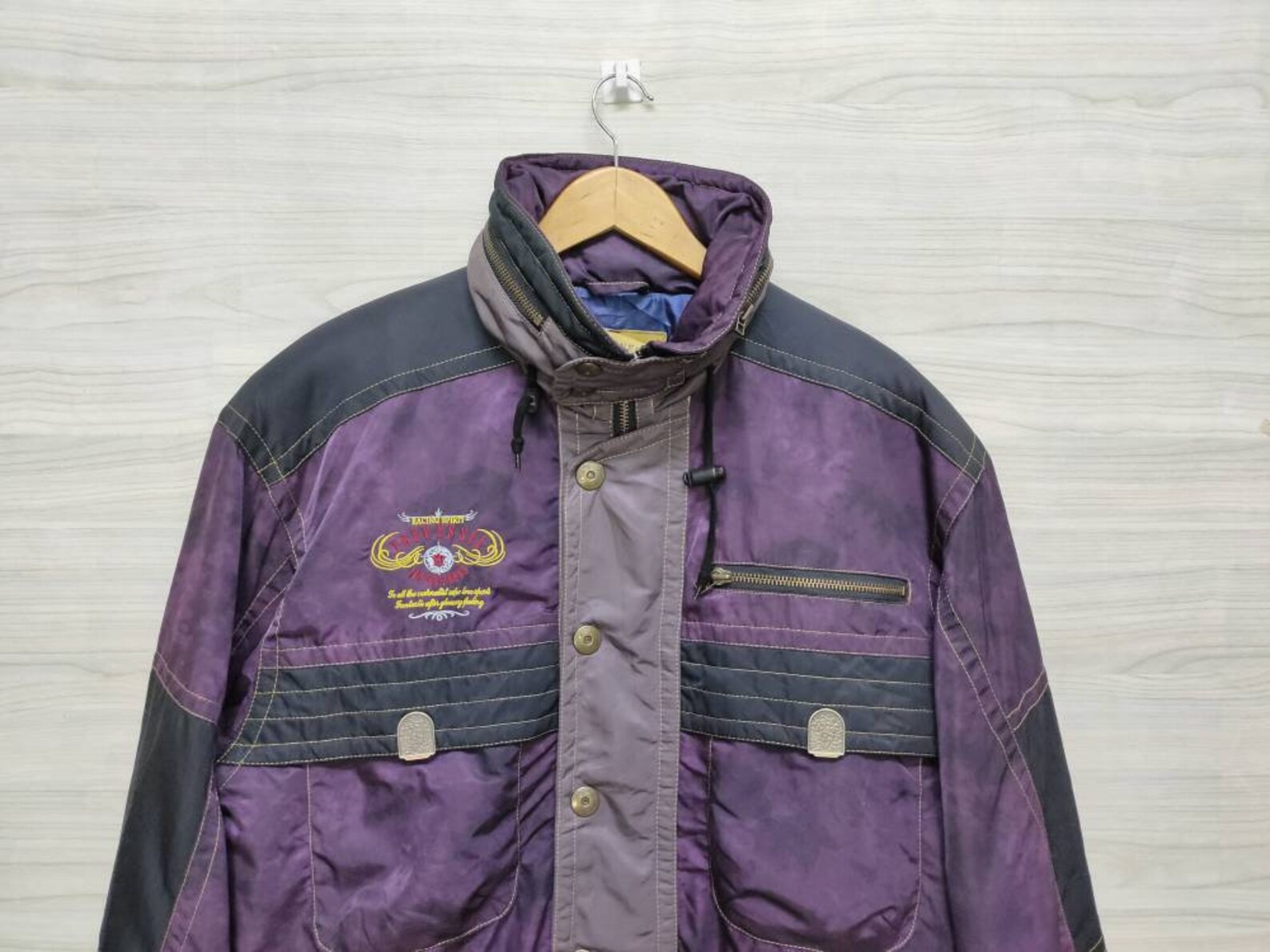Snow Jacket Vintage 90s Color Block Jacket Skiwear Hoodie Winter Jacket ...