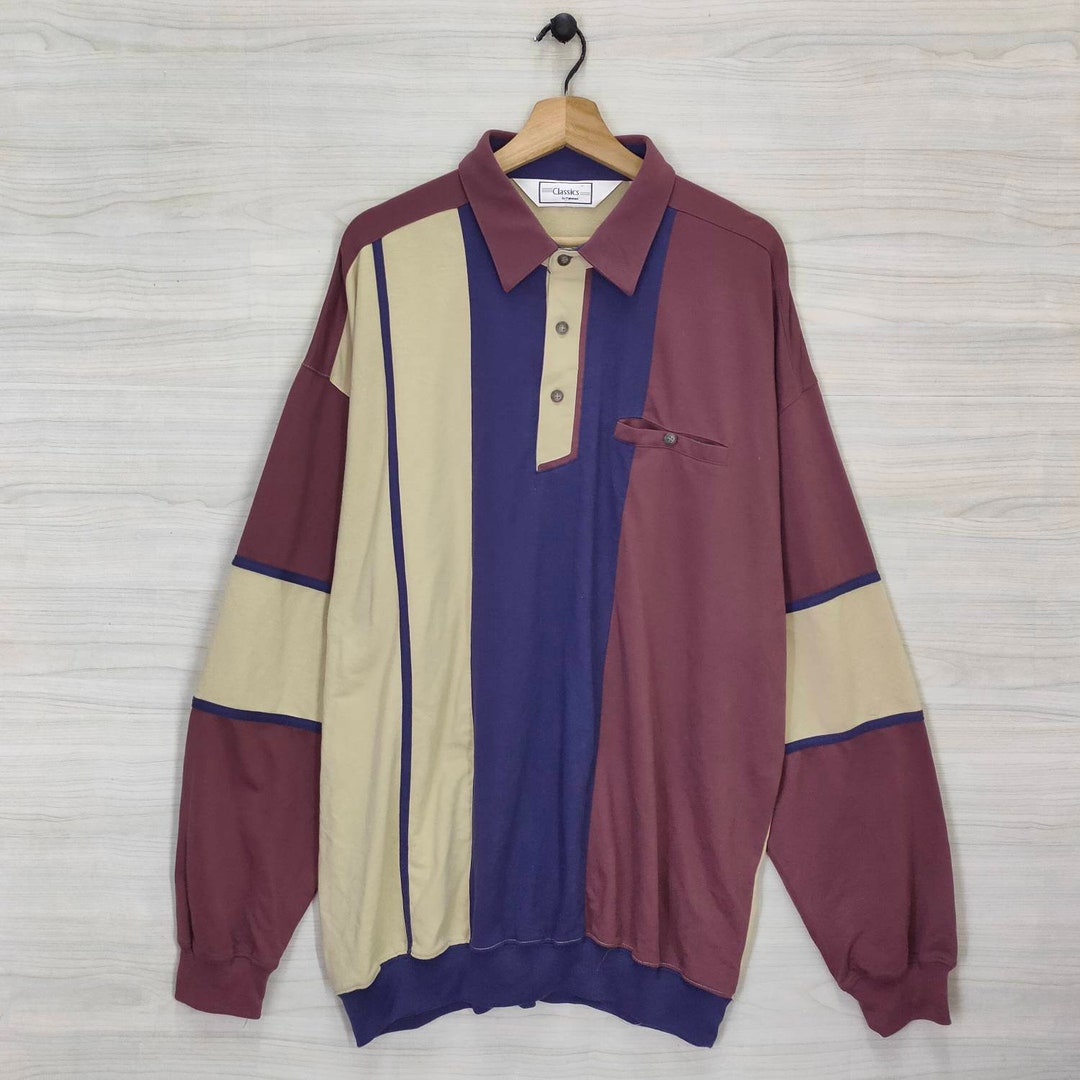 90s Palmland Sweater , 1990 Colorblock Jumper , Striped Sweatshirt ...