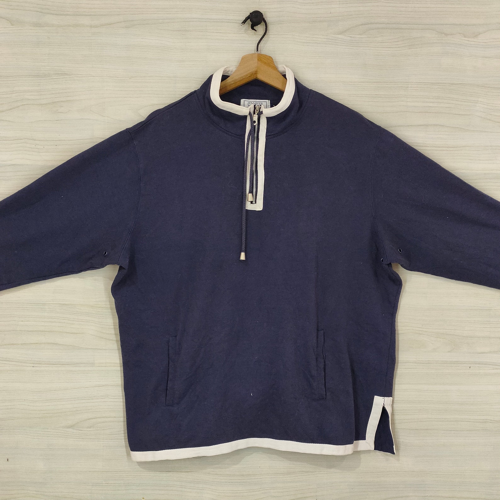 Jennifer Moore Quarter Zip Jumper Vintage Sweatshirt Sweater Pullover ...
