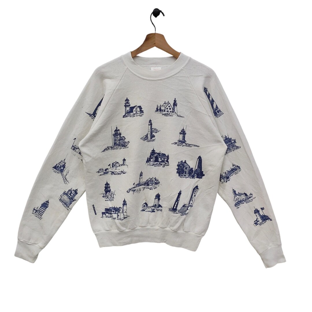 80s Michigan Lighthouses Sweatshirt Vintage Cape Cod Sweater Jumper ...