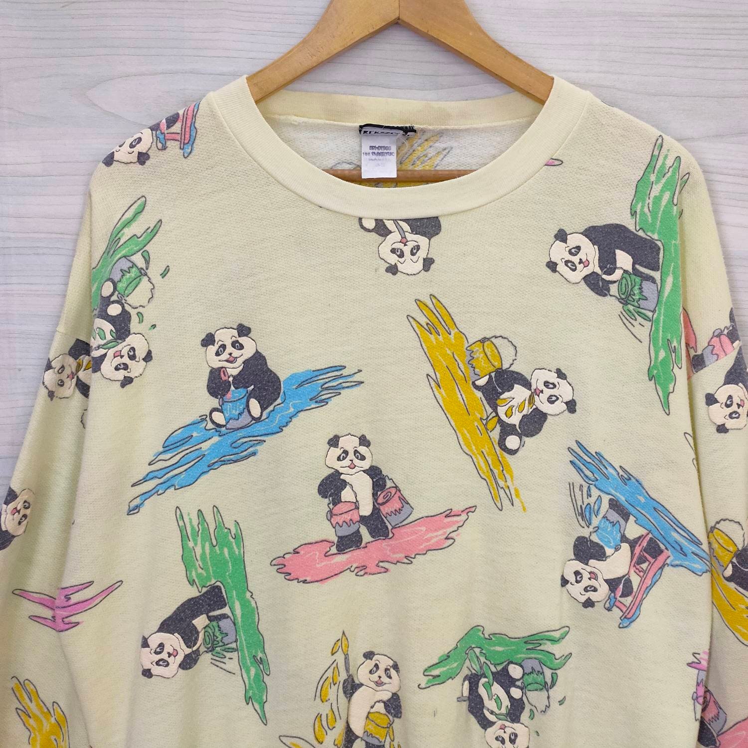 Cute Panda Sweater Vintage Panda Bears Jumper Sweatshirt Yellow Womens ...