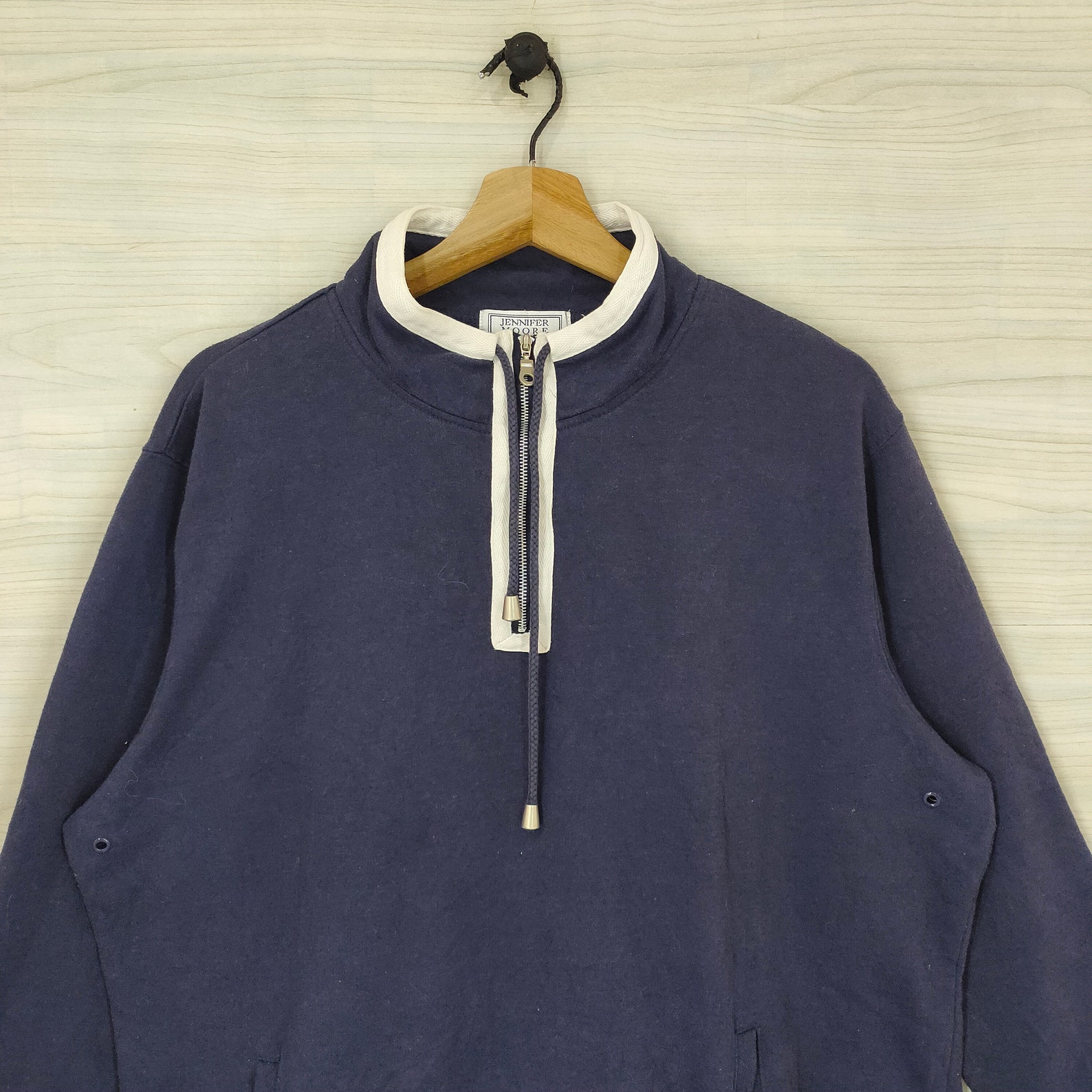 Jennifer Moore Quarter Zip Jumper Vintage Sweatshirt Sweater Pullover ...