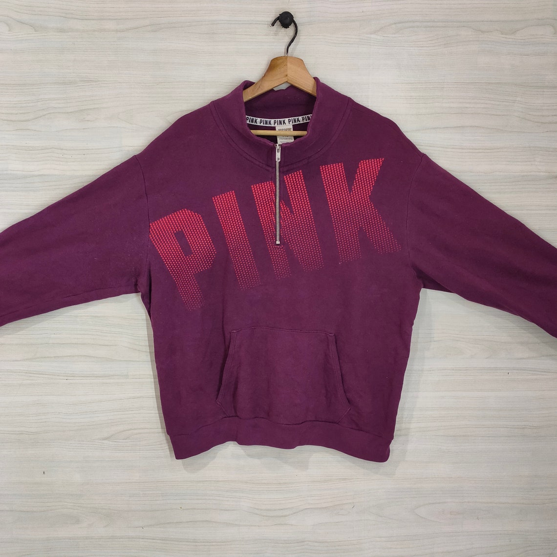 Victoria's Secret Quarter Zip Sweater Large Vintage Style Love Pink ...