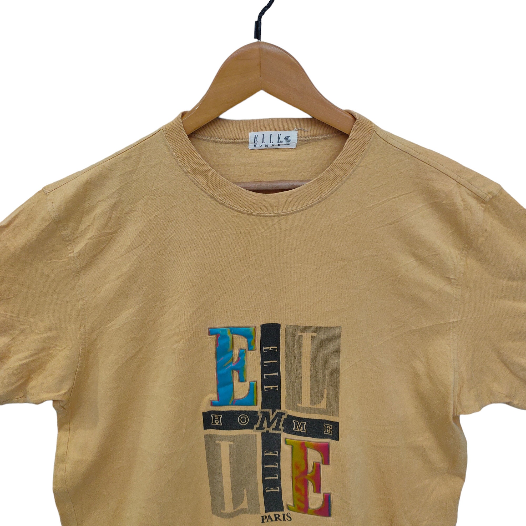 Vtg ELLE Homme Paris Short Sleeve Shirt Medium Vintage Elle Paris Spell ...