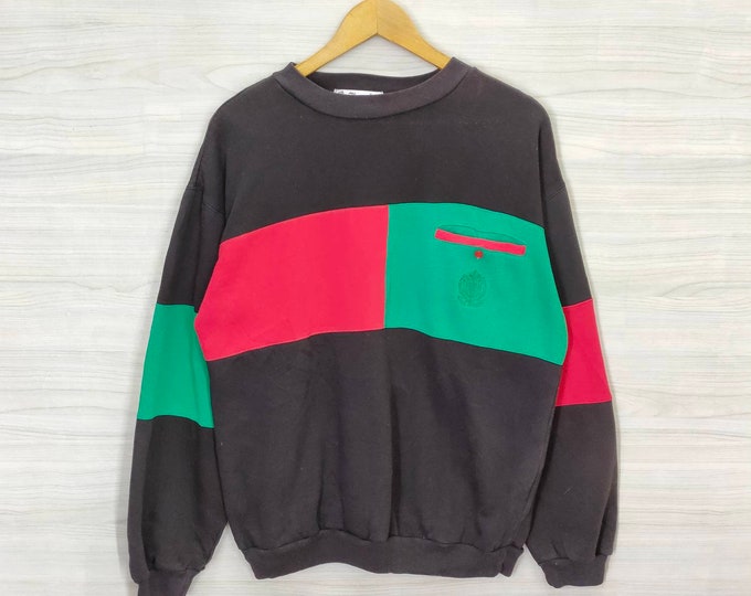 Colorblock Jumper Vintage 90s Color Block Sweatshirt Jumper Pullover ...