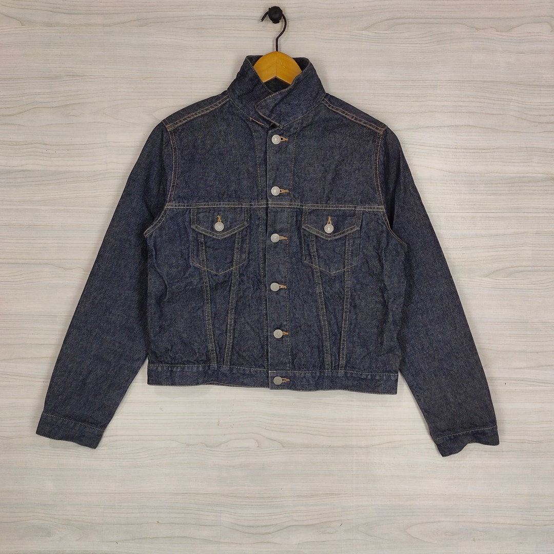 Y2K Uniqlo Denim Jacket , Trucker Jacket , Vintage Retro Grunge Plain ...