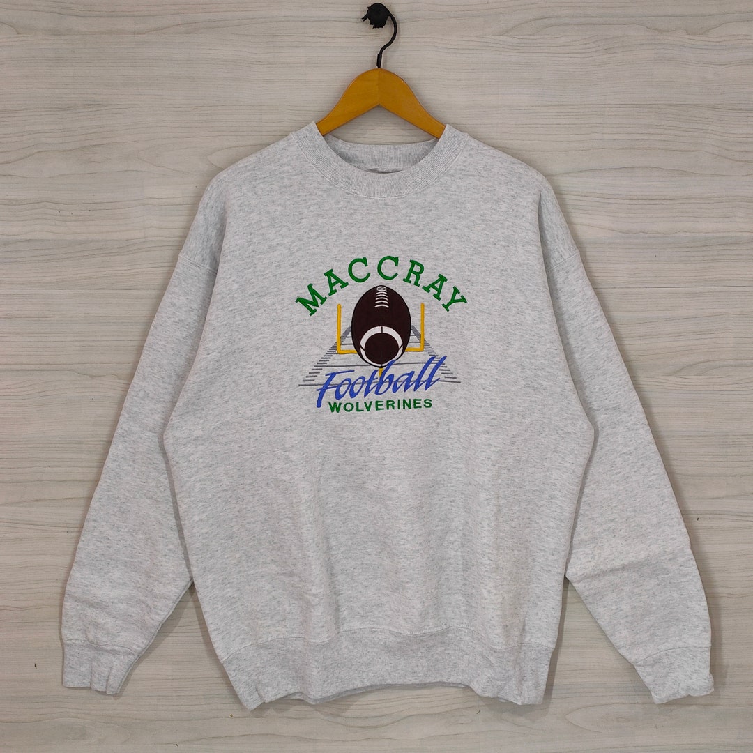 90s Maccray Football Wolverine Sweatshirt Vintage Embroidery Wolverine ...