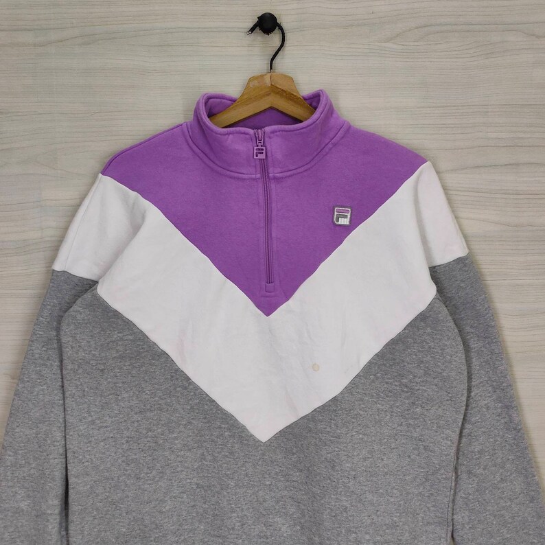 Y2K Fila Quarter Zip Sweater Vintage Fila Colorblock Sweatshirt Jumper ...