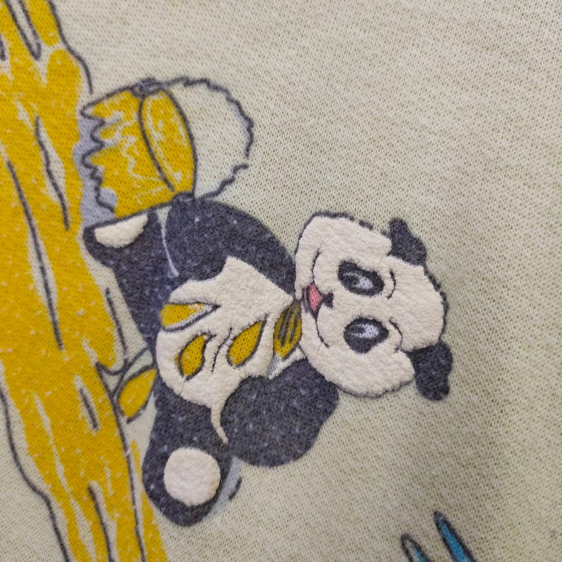 Cute Panda Sweater Vintage Panda Bears Jumper Sweatshirt Yellow Womens ...