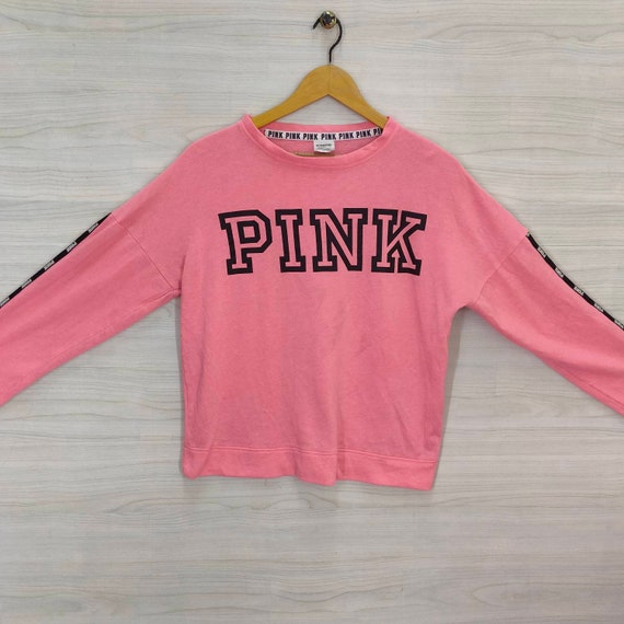 PsVintageStore Y2K Drop Shoulder Love Pink Victoria s Secret Spell Out Sweatshirt Sweater Womens Size Xs