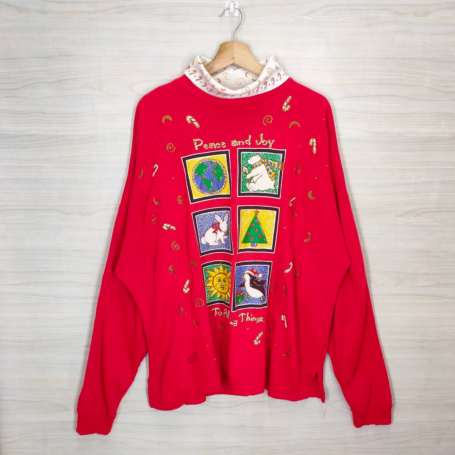 Winter Holiday Turtleneck Vintage Sweatshirt Sweater Christmas Jumper ...