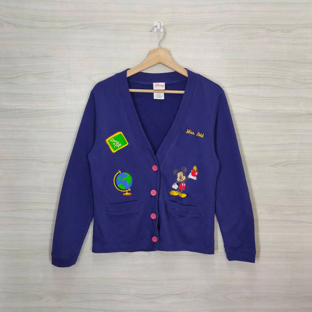 MICKEY MOUSE Cardigan Small Vintage Mickey Mouse Sweater Blazer Outwear ...