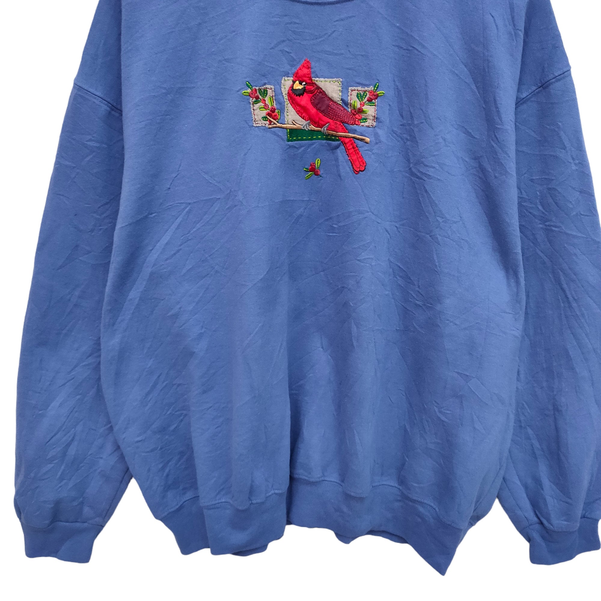 Top Stitch by Morning Sun Floral Sweatshirt Vintage Cardinal Bird ...