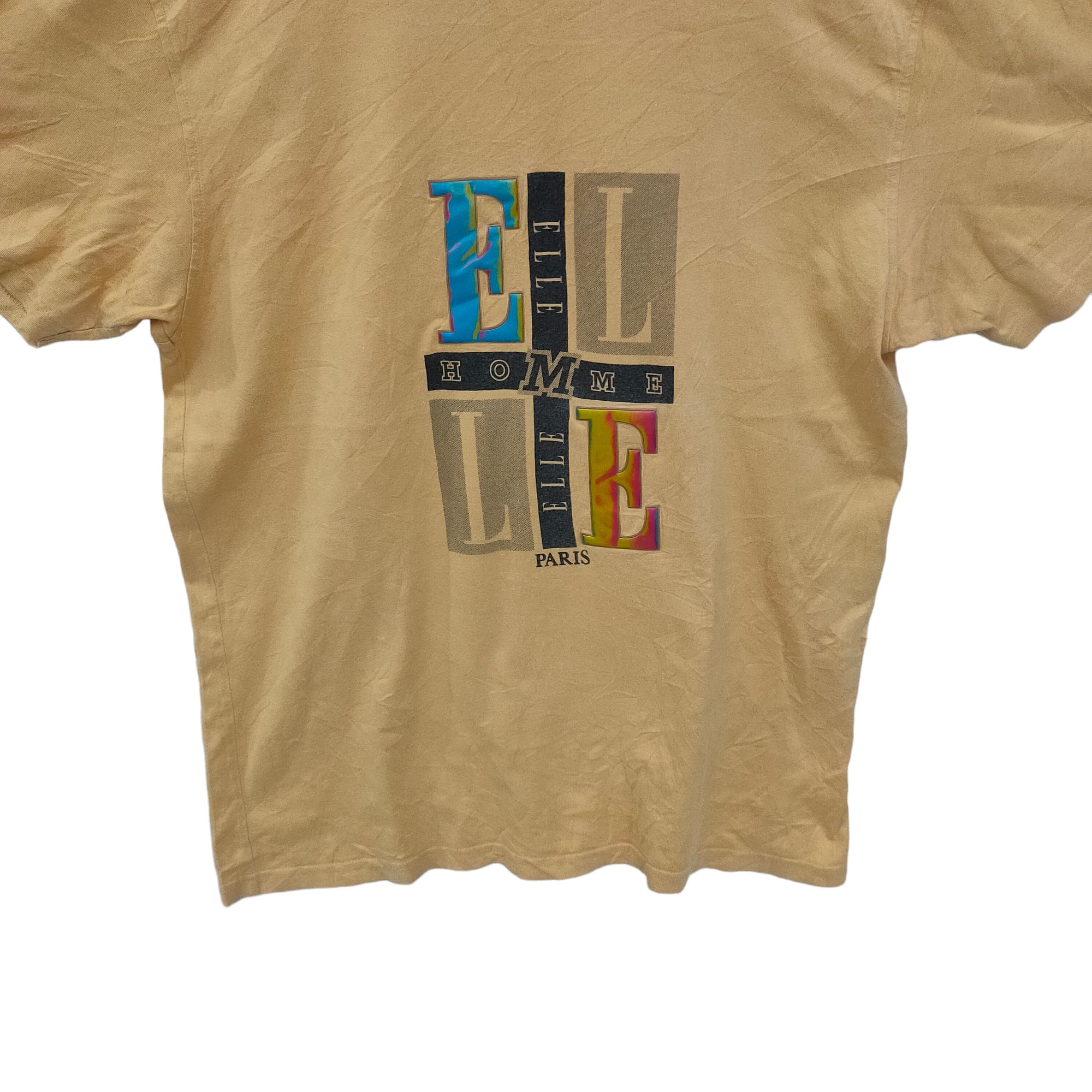 Vtg ELLE Homme Paris Short Sleeve Shirt Medium Vintage Elle Paris Spell ...