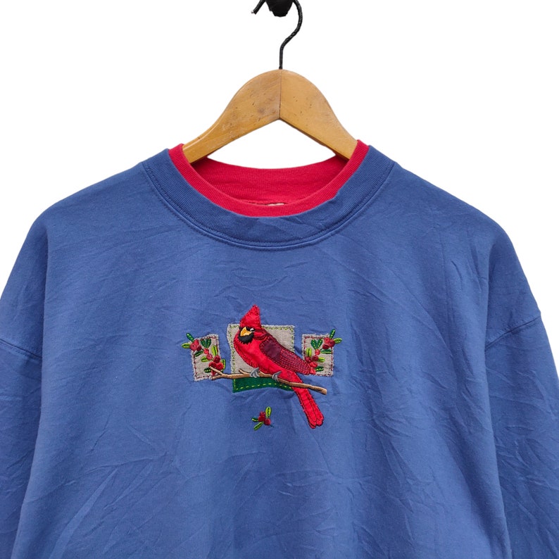 Top Stitch by Morning Sun Floral Sweatshirt Vintage Cardinal Bird ...