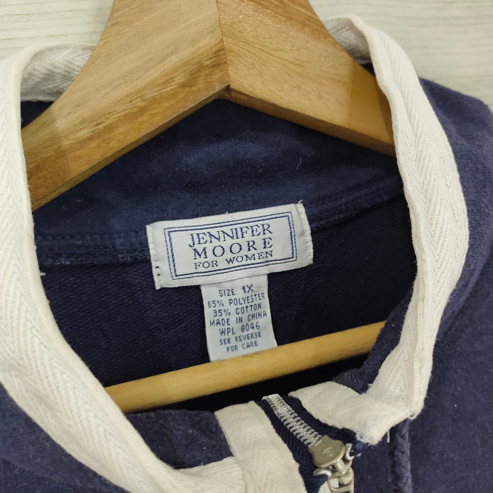 Jennifer Moore Quarter Zip Jumper Vintage Sweatshirt Sweater Pullover ...