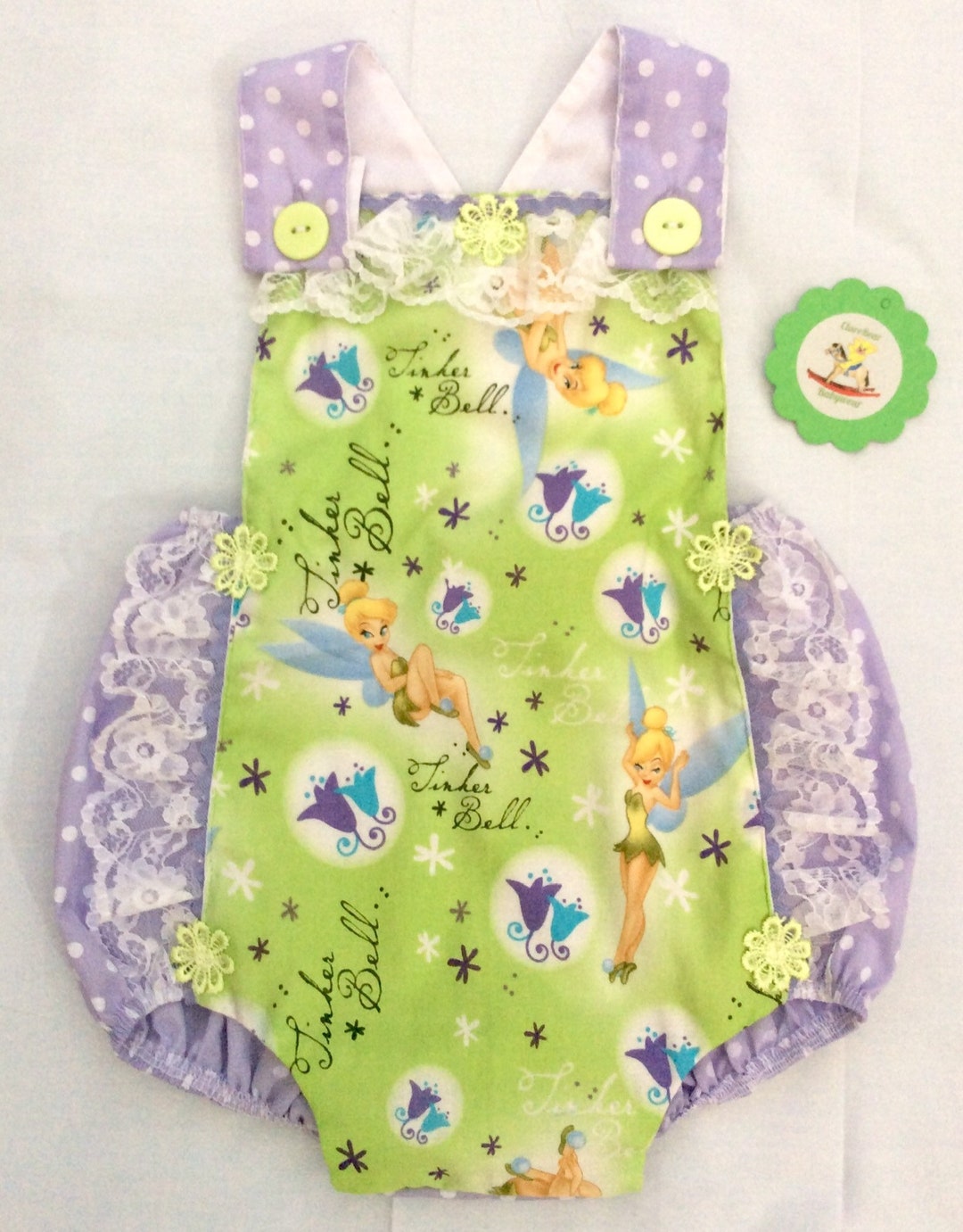 Tinker Bell Fairy Romper. Birth to 4yrs. New Fabric, Custom Made ...