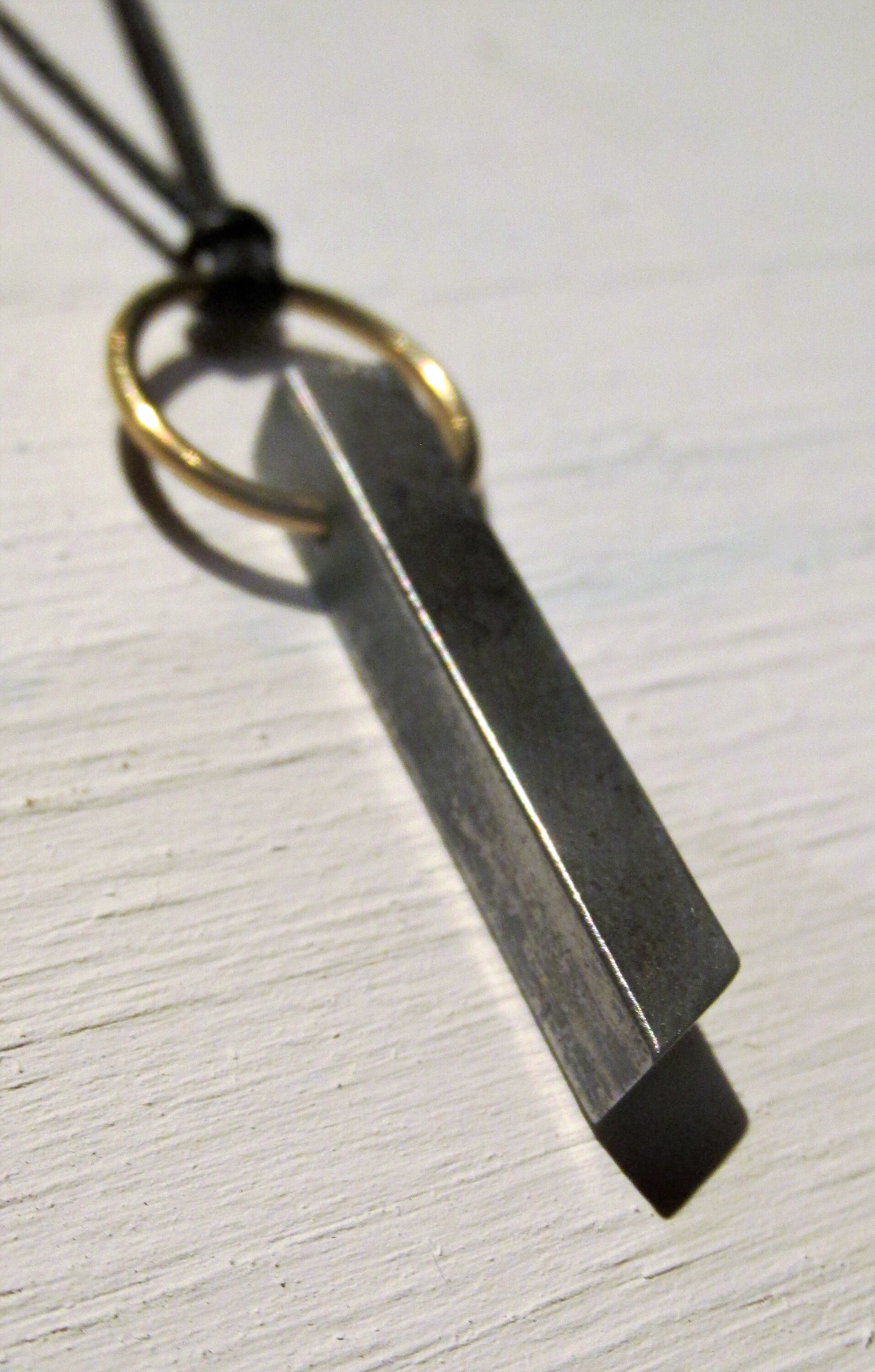 Iron Bar With Slant on Brass Ring Pendant - Etsy