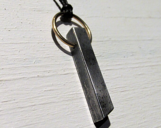 Iron Bar With Slant on Brass Ring Pendant - Etsy