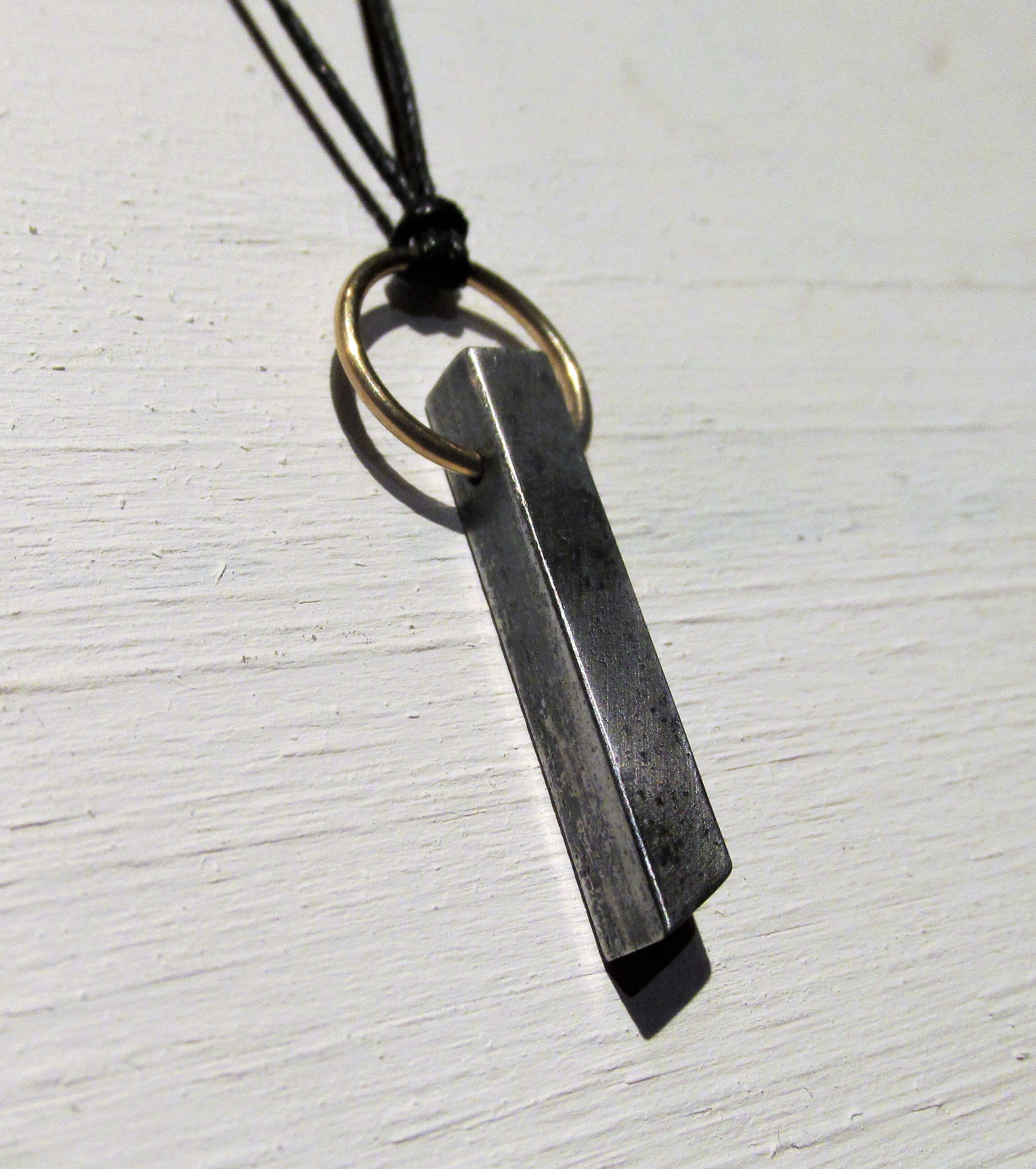Iron Bar With Slant on Brass Ring Pendant - Etsy