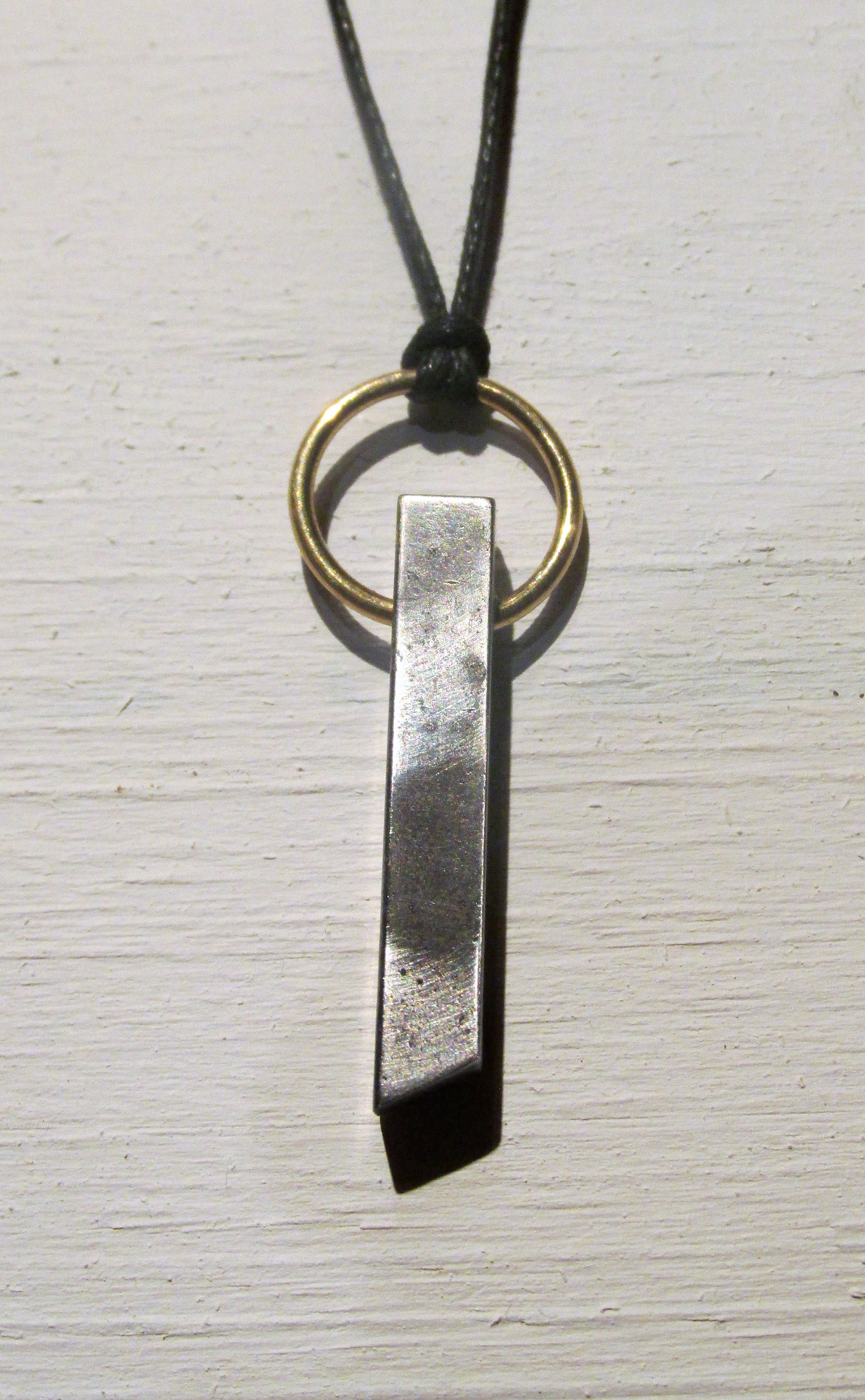 Iron Bar With Slant on Brass Ring Pendant - Etsy