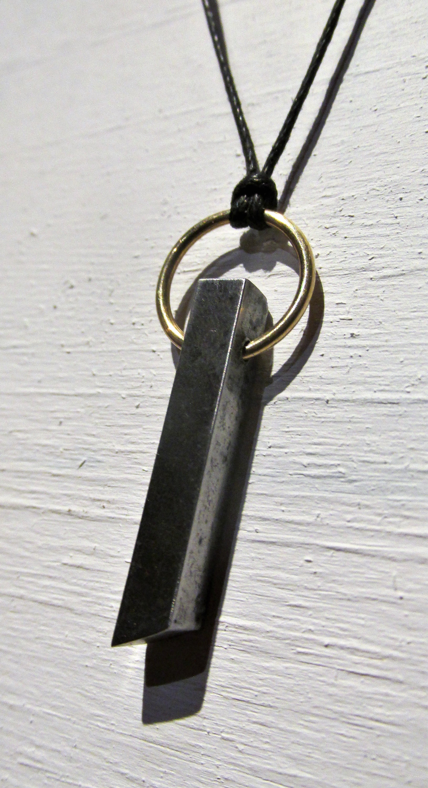 Iron Bar With Slant on Brass Ring Pendant - Etsy