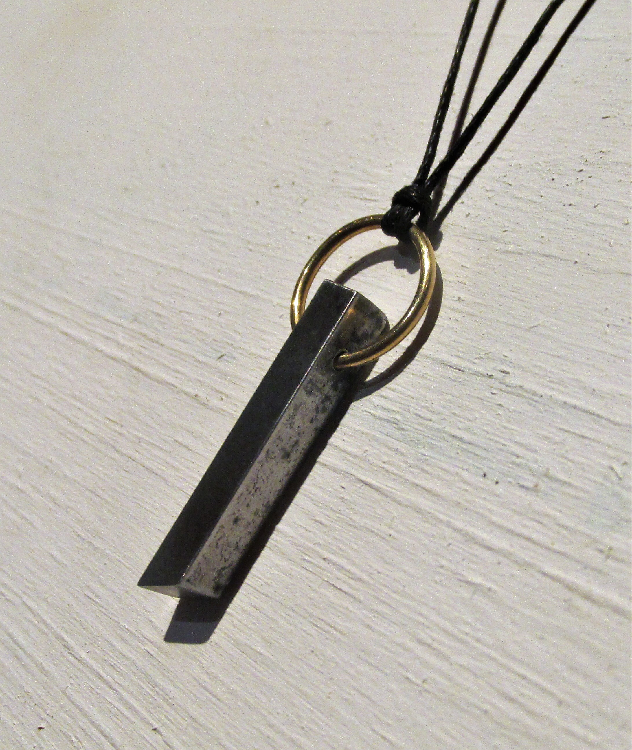 Iron Bar With Slant on Brass Ring Pendant - Etsy