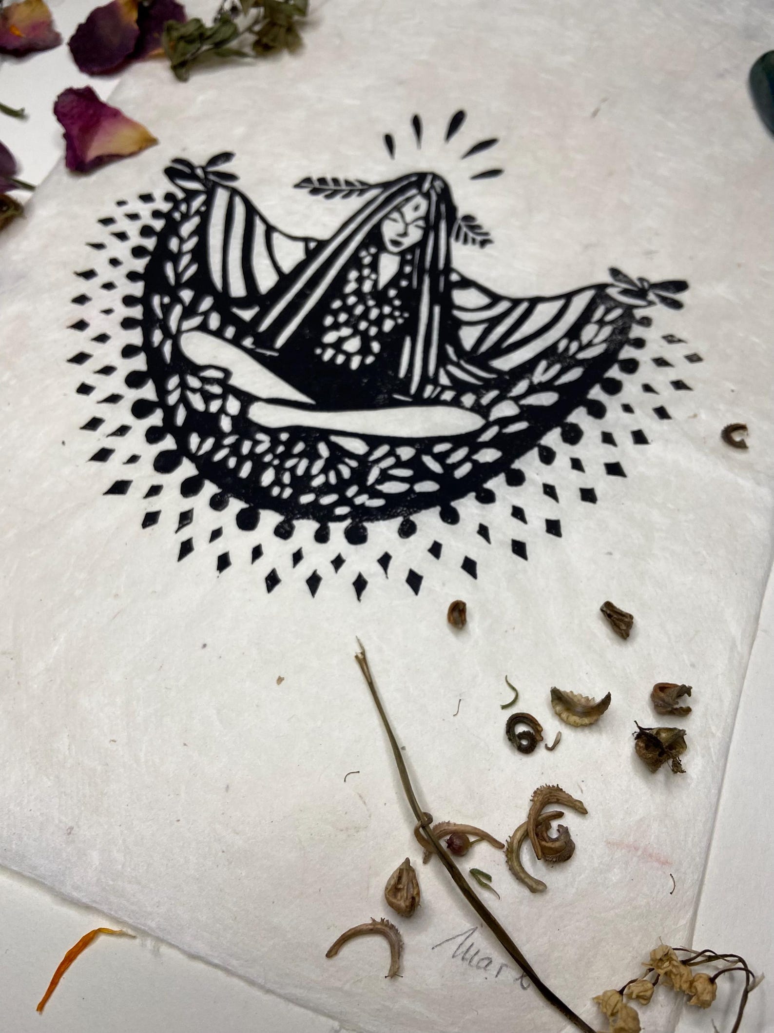 Linocut Print "sif, Grain Goddess" on Handmade Daphne Paper A4 - Etsy