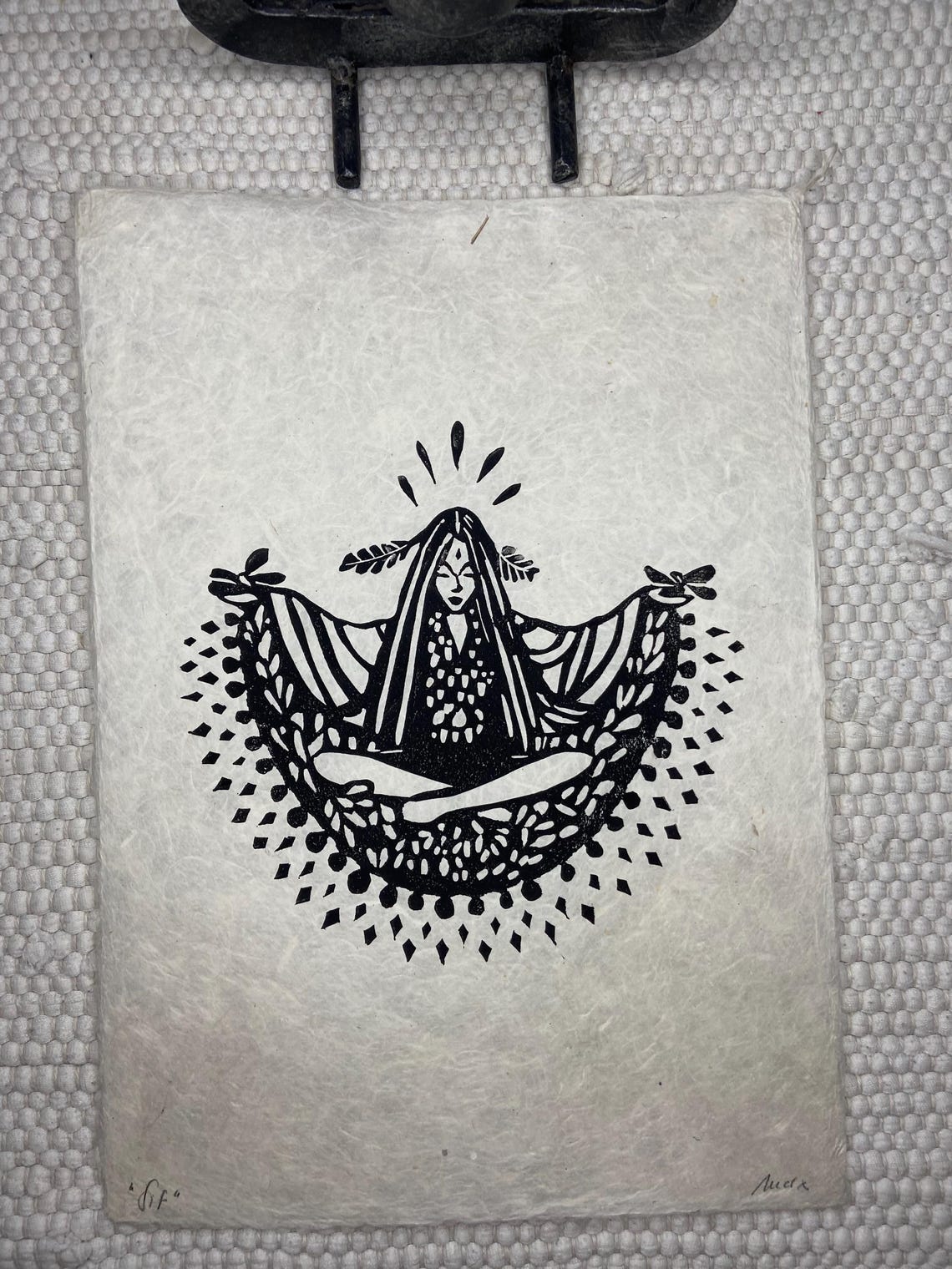 Linocut Print "sif, Grain Goddess" on Handmade Daphne Paper A4 - Etsy