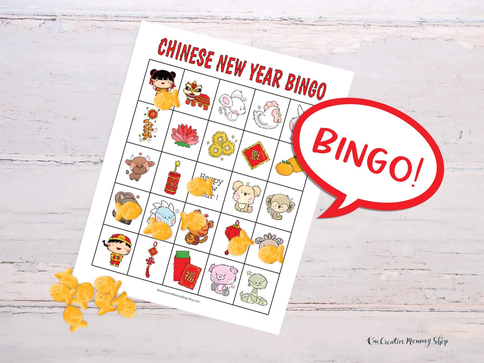 Chinese New Year Bingo Card Game for Parties and Family Gatherings; 30 ...