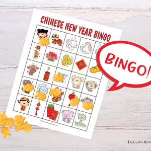 Chinese New Year Bingo Card Game for Parties and Family Gatherings; 30 ...