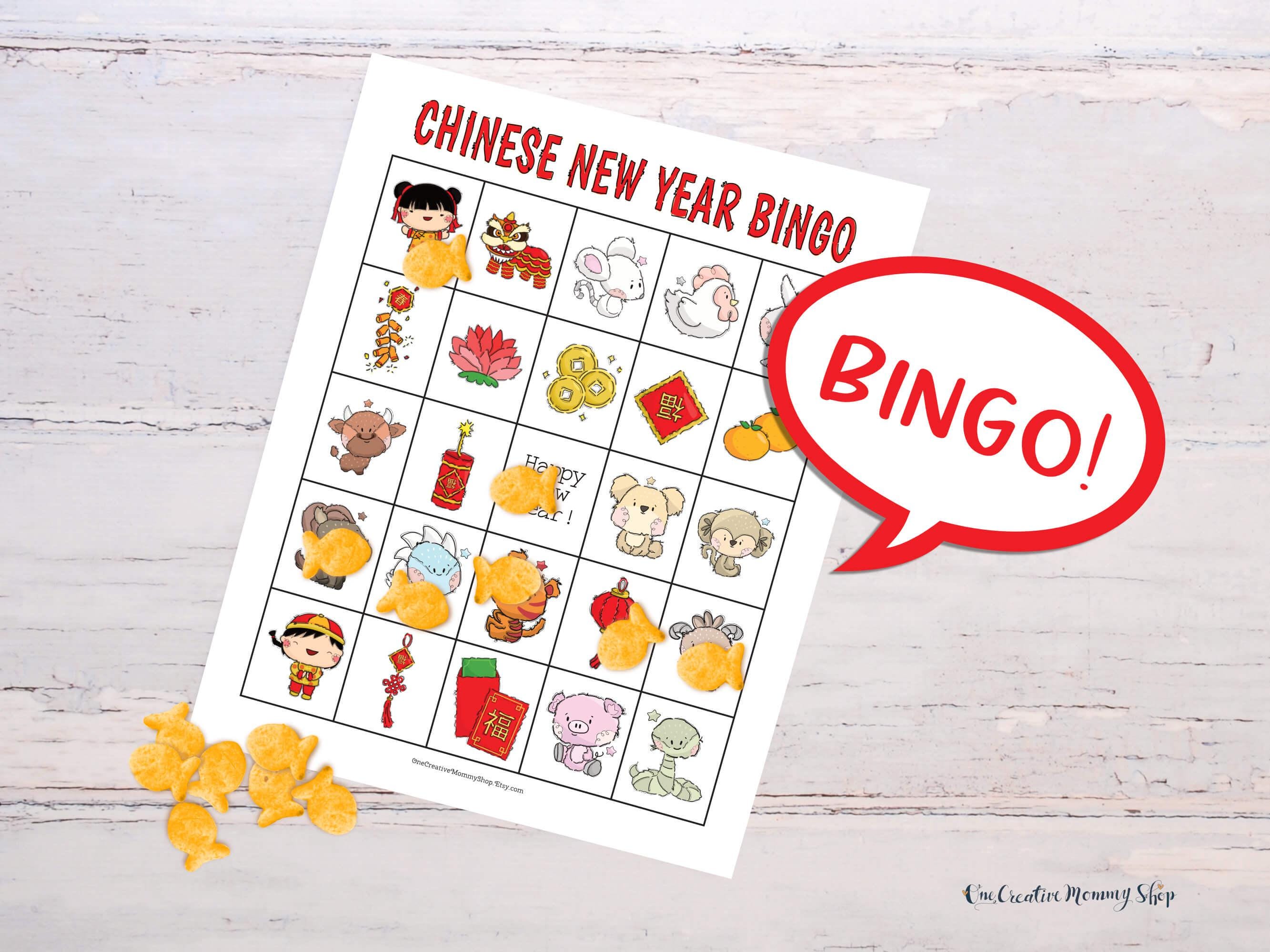 Chinese New Year Bingo Card Game for Parties and Family Gatherings; 30 ...