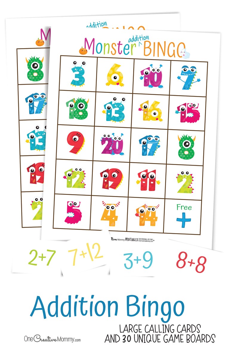 Monster Addition Bingo - Etsy