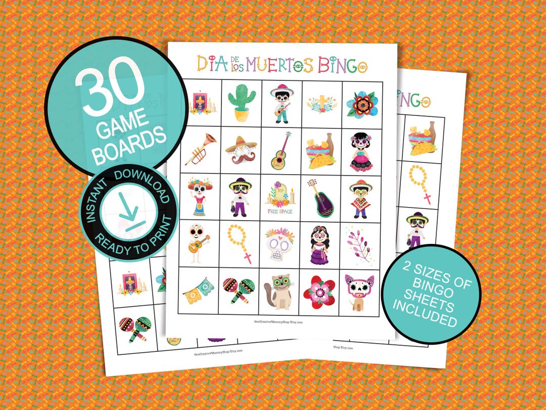 Day of the Dead Bingo Cards Mexico Dia De Los Muertos Printable Bingo ...