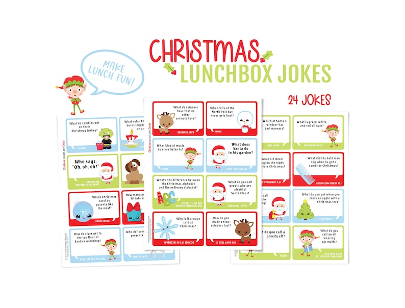 Christmas Lunchbox Jokes for Kids Instant Download Printable Lunchbox ...