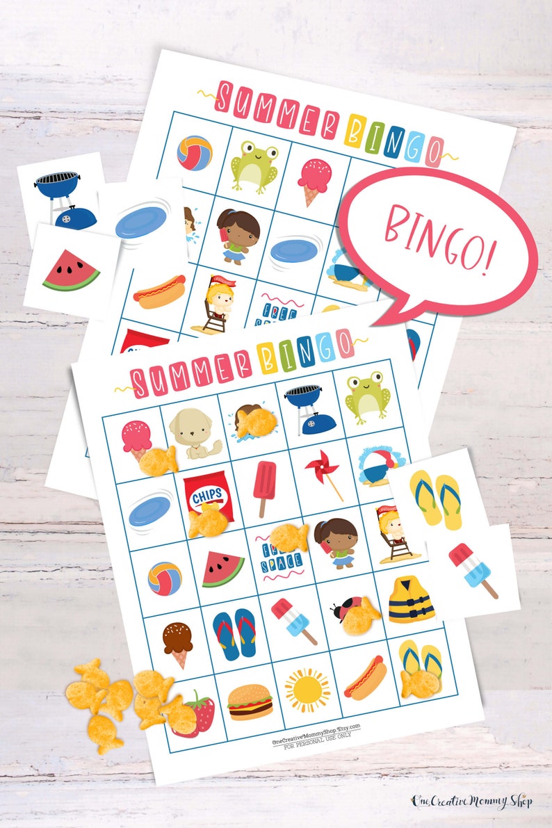 Summer Bingo Cards for Parties and Large Groups; Fun Boredom Buster ...