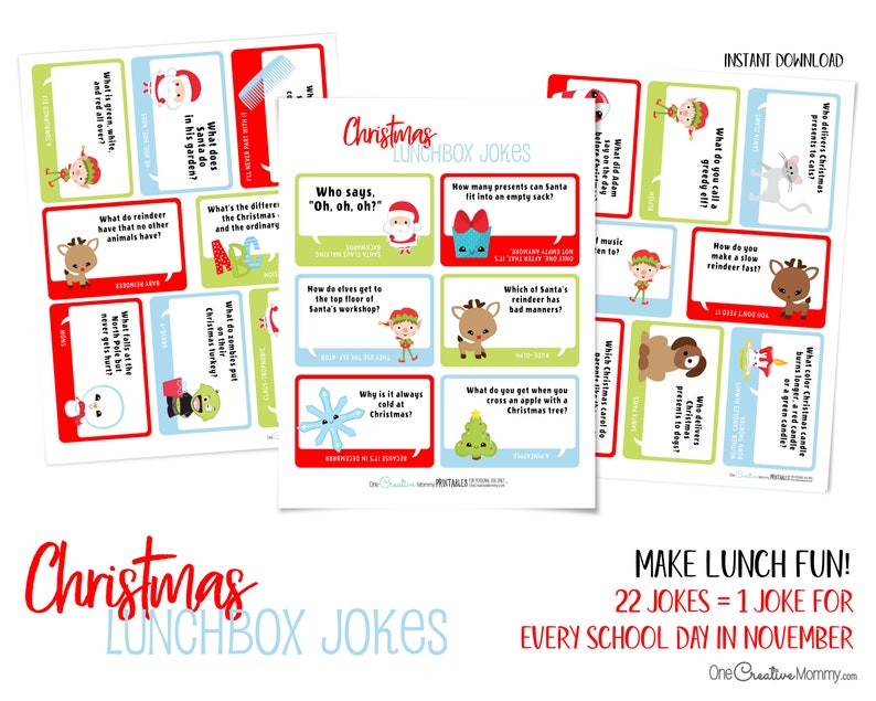 Christmas Lunchbox Jokes for Kids - Etsy