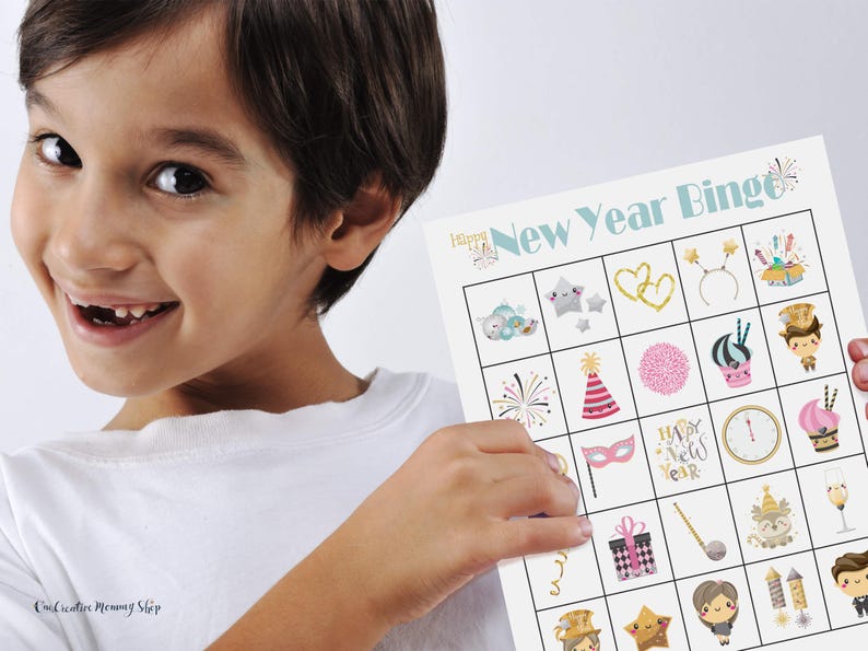 New Year's Eve Bingo Cards for Kids; 30 Printable Game Boards; Fun New ...