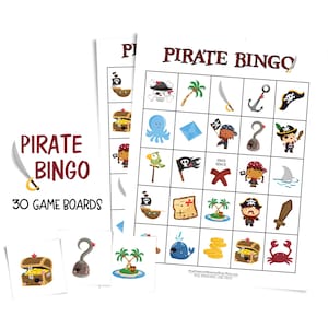 Pirate Bingo Game for Parties; 30 Printable Game Boards; Cute Gift Idea ...