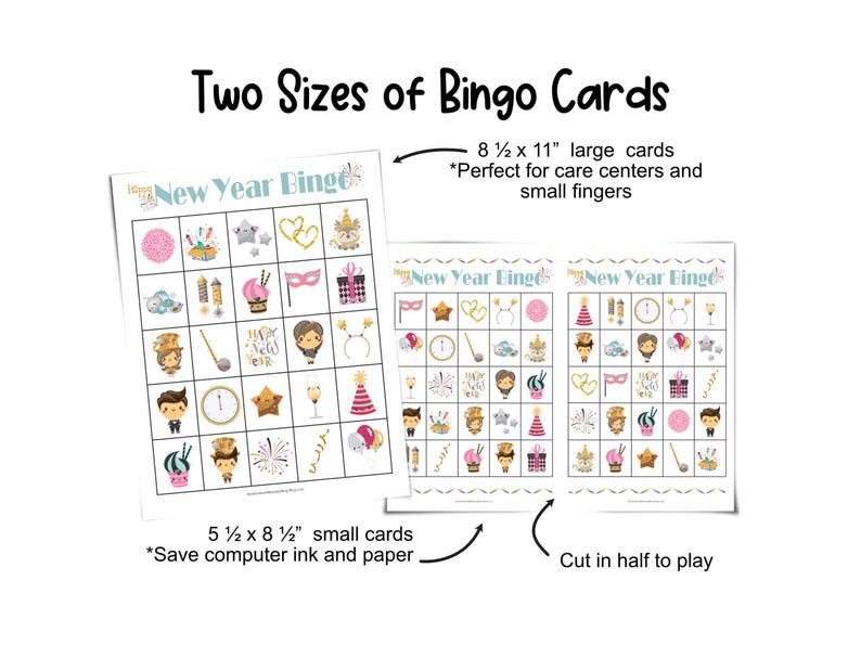 New Year's Eve Bingo Cards for Kids; 30 Printable Game Boards; Fun New ...