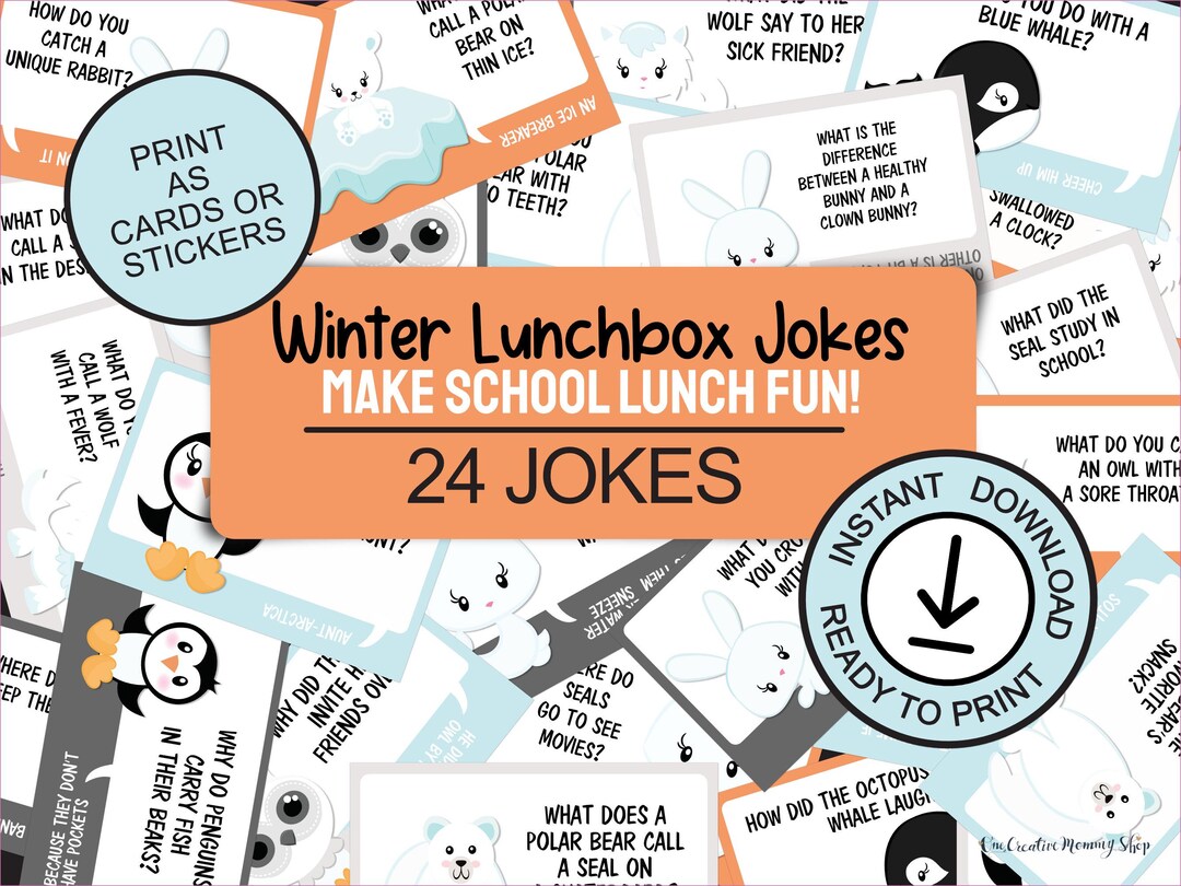 Winter Lunchbox Jokes for Kids; 24 Printable Cards; Fun School Lunch ...