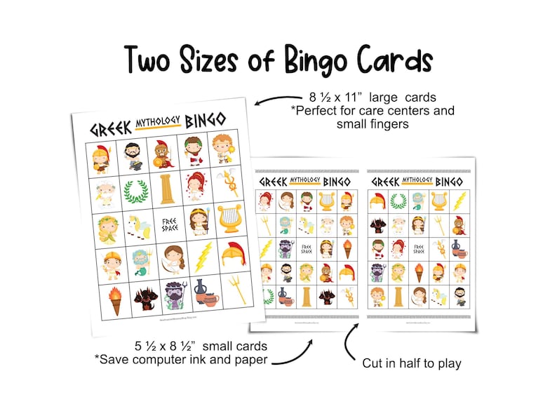 Greek Mythology Bingo Game for Kids; Greek Gods and Goddesses; 30 ...