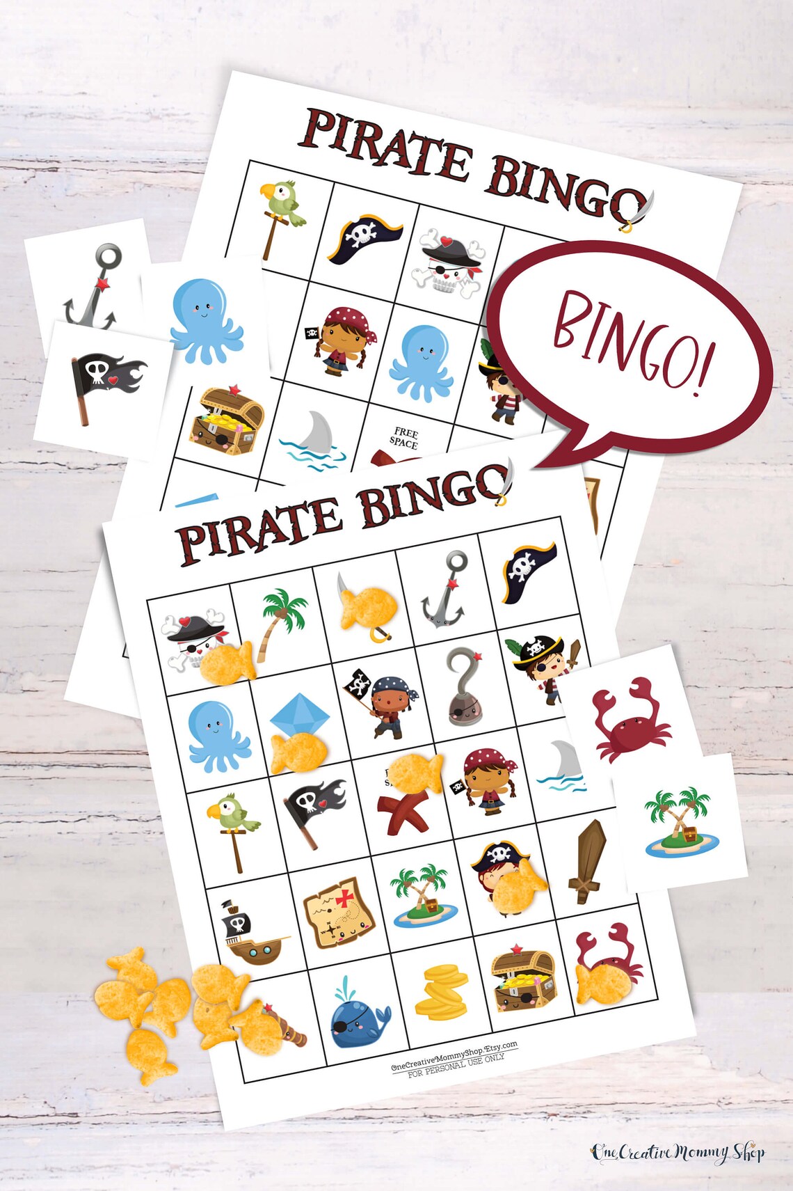 Pirate Bingo Game for Parties; 30 Printable Game Boards; Cute Gift Idea ...