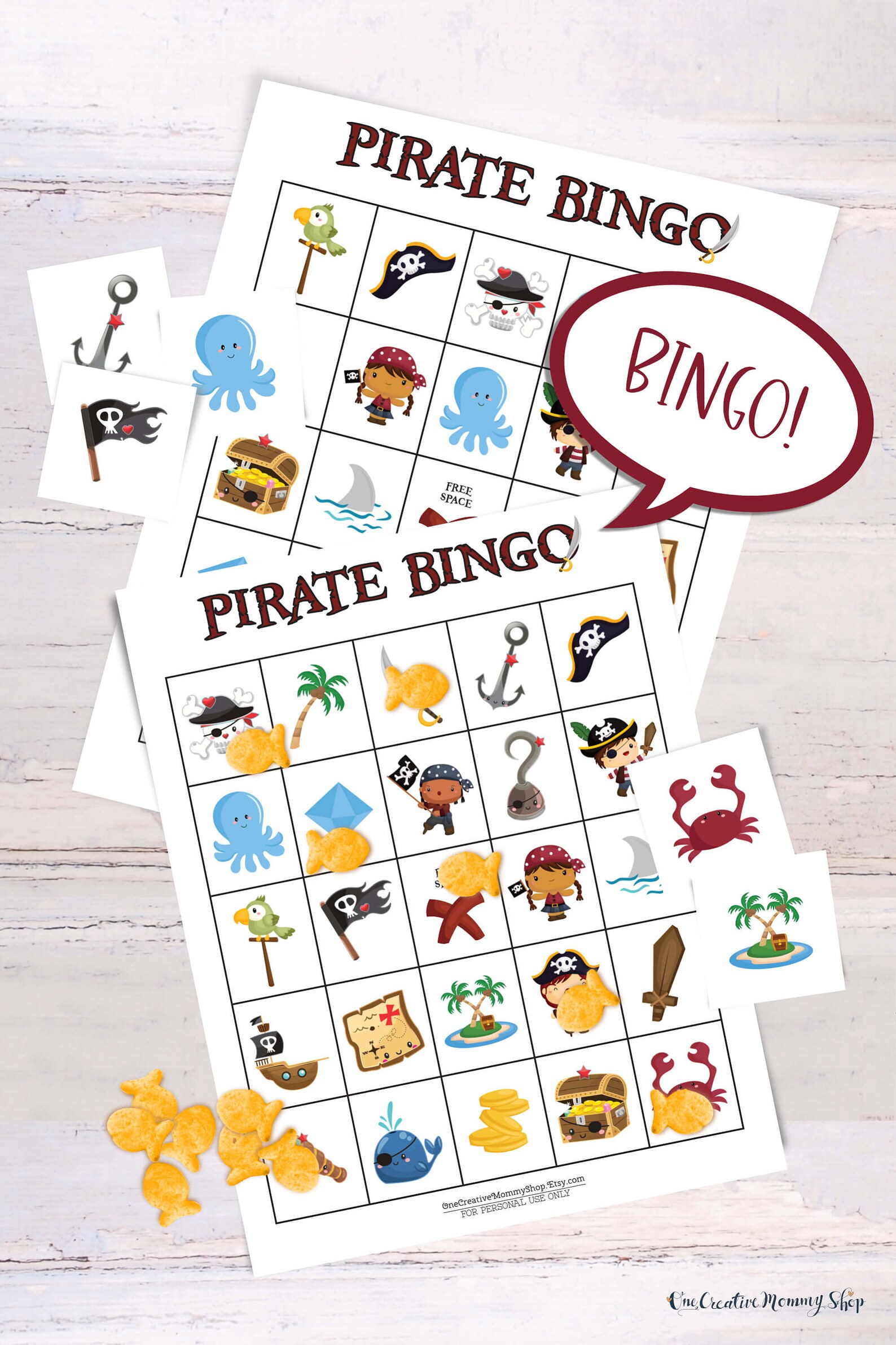 Pirate Bingo Game for Parties; 30 Printable Game Boards; Cute Gift Idea ...